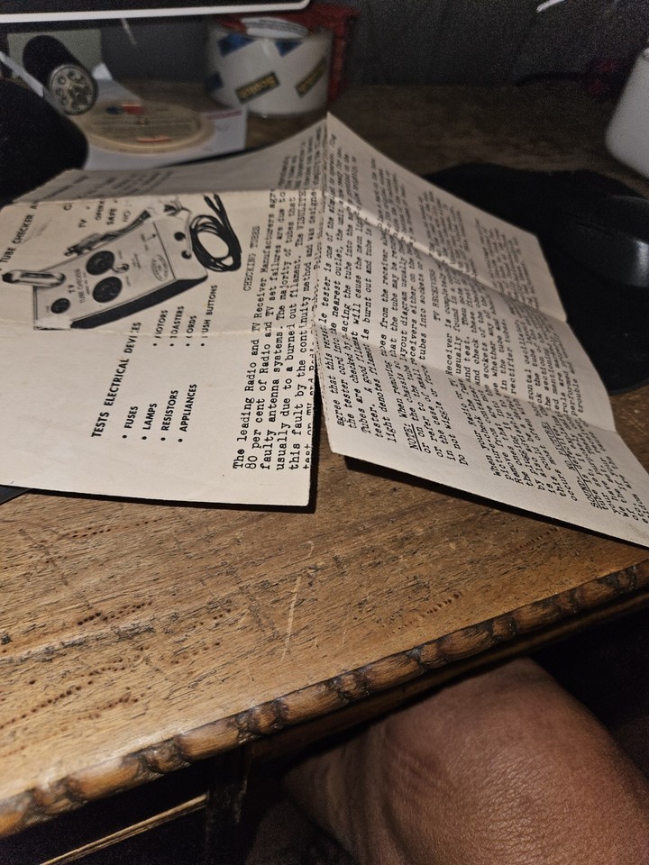 HTF VISULITE Model 101C RADIO TV PORTABLE Tube Tester ORIGINAL MANUAL ...