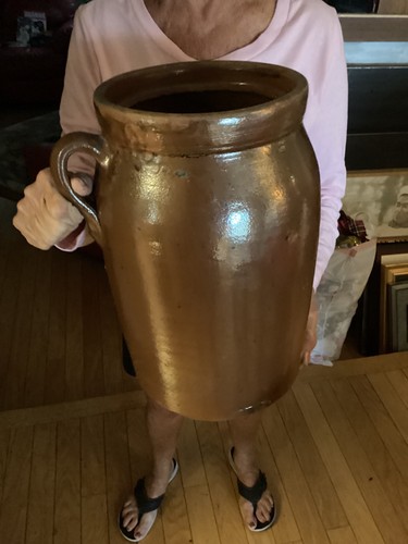 3 Gallon Salt Glaze Stoneware Pottery Crock Jug with Handle Near Mint ...