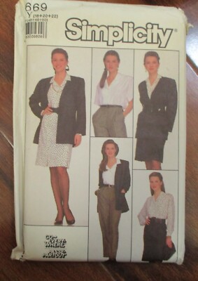 Simplicity 8669 Misses Parts, Skirt, Blouse & Jacket Size 18-20-22 ...
