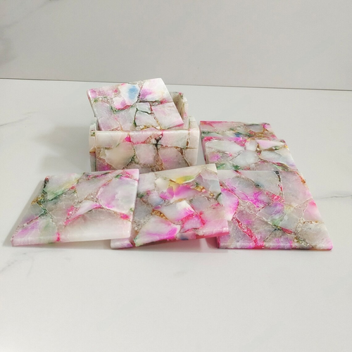 Beautiful Marble Colorful Coaster Set / Marble Alabaster Coaster ...