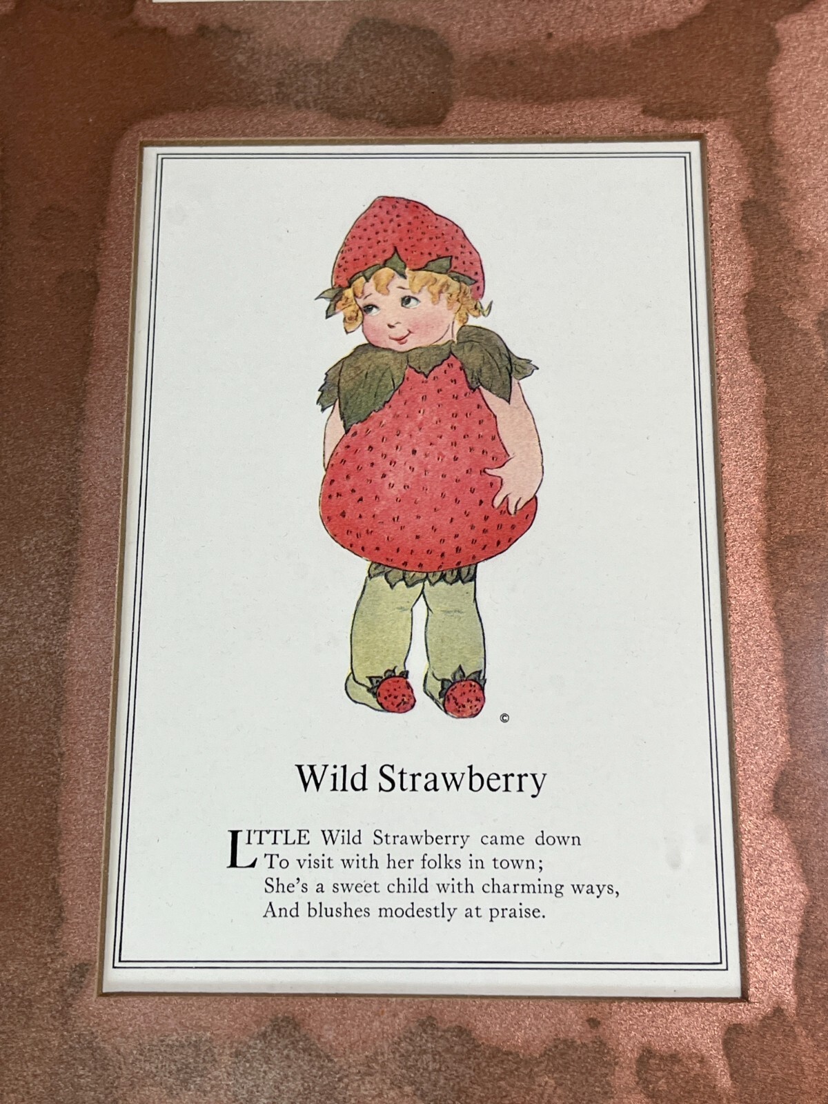 Vintage Framed Set of Vegetable Patch KEWPIE DOLL Art Prints w/ Poems ...
