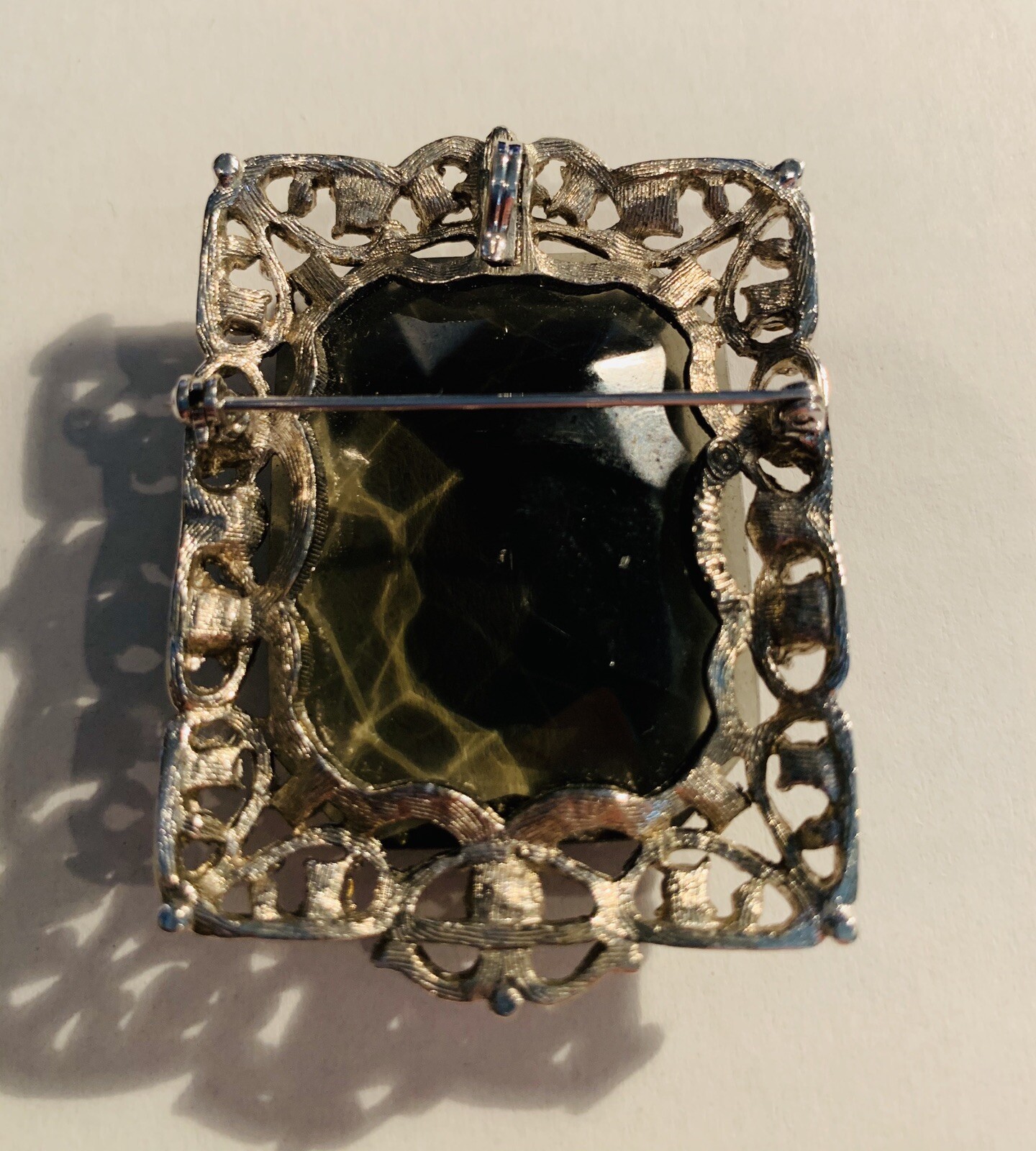 Vintage Sarah Coventry Rectangular Pin Brooch Big Gla… - Gem