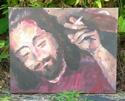 FUNKY JESUS CHRIST SMOKING A CIGARETTE IMPRESSIONIST PAINTING | eBay