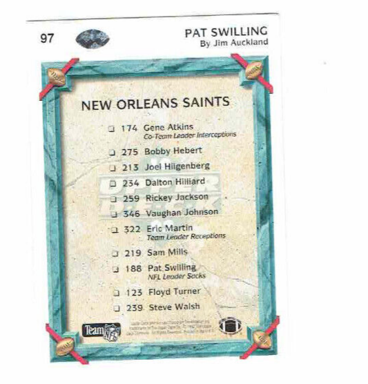 Pat Swilling New Orleans Saints #97 Upper Deck Collectors 1992 Football ...