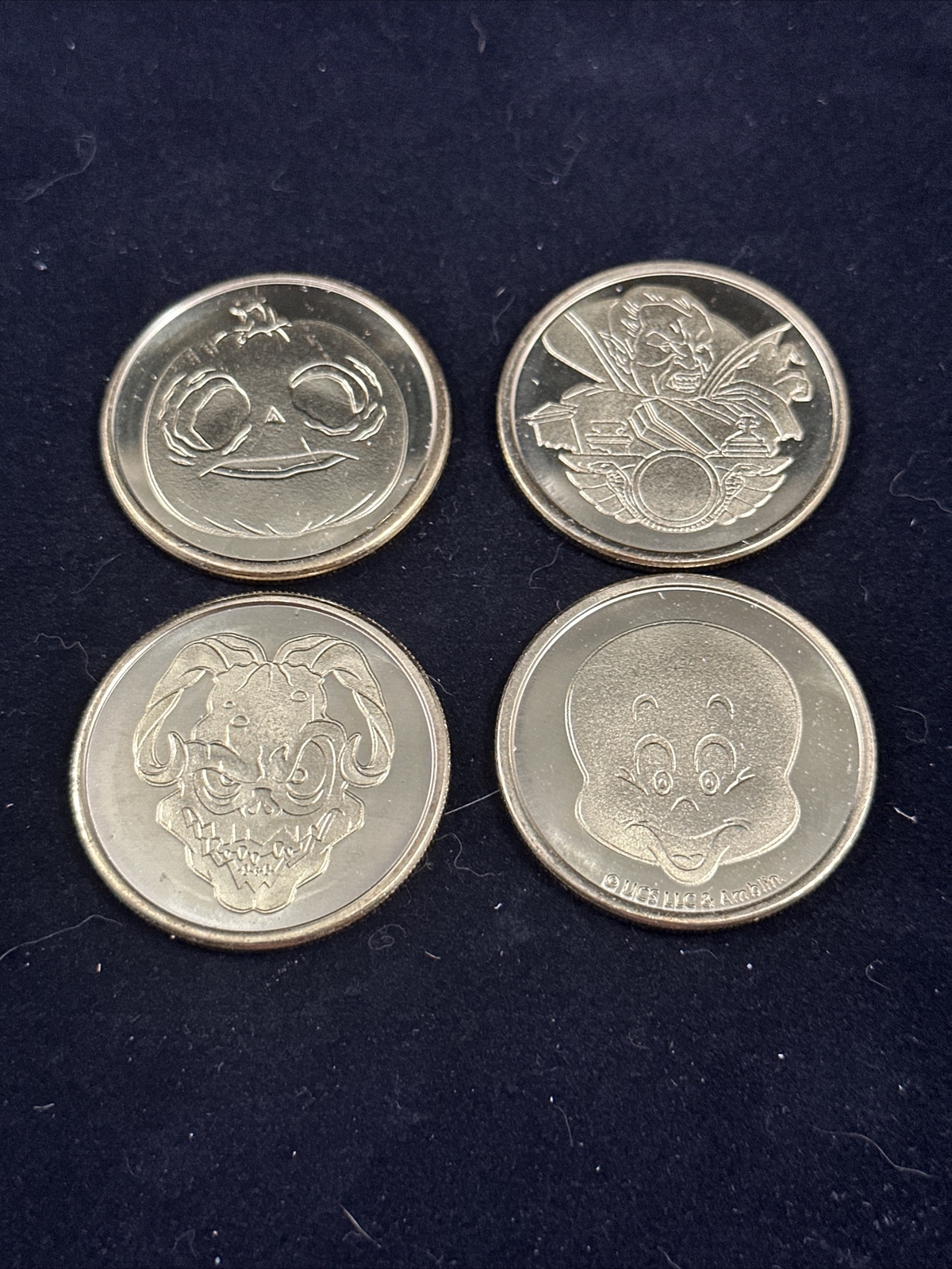 HALLOWEEN HORROR NIGHTS HHN SET OF 4 GOLD MEDALLION COINS UNIVERSAL ...