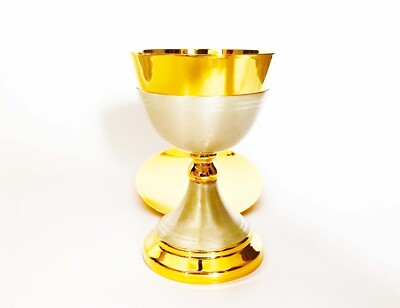 Chalice & paten Brass Gold Plated Goblet Holy Religious Gift Church ...