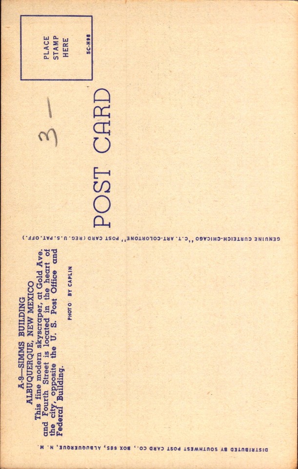 Vintage Postcard Simms Building Albuquerque New Mexico linen Unused | eBay