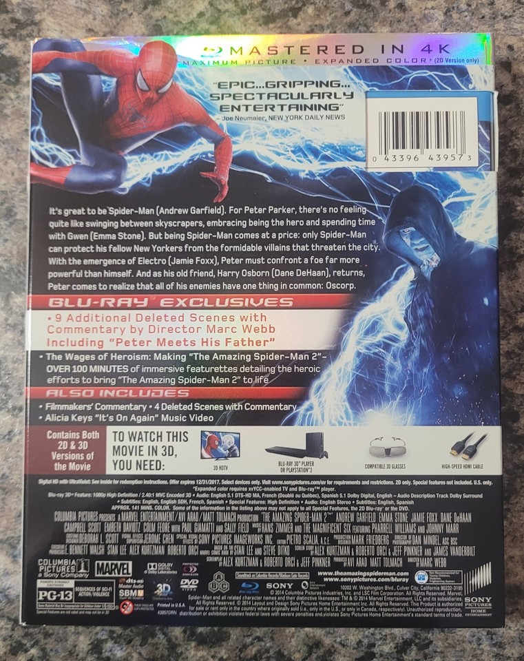 The Amazing Spider-Man Blu-ray + DVD & Amazing 2 Blu-ray 3D, BR DVD W ...