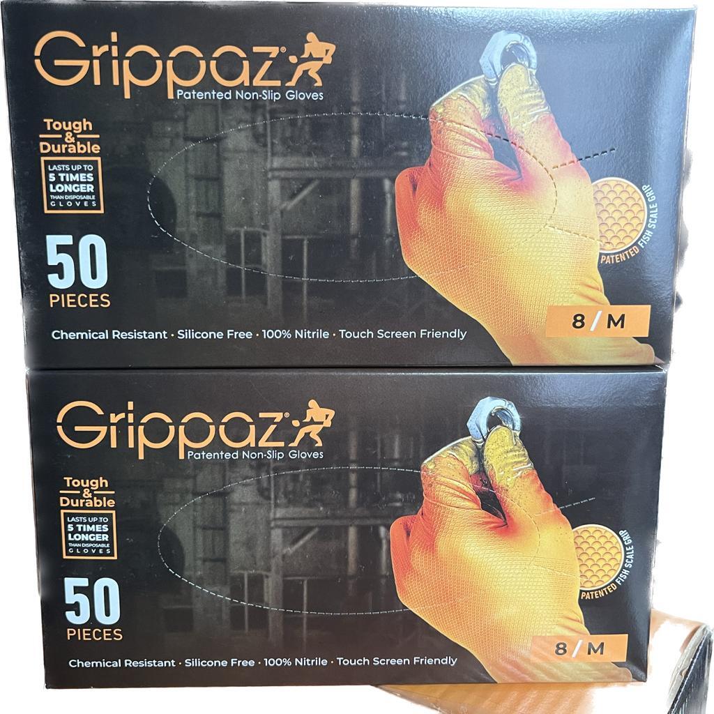 2 x Grippaz Semi-Disposable, Orange & Black Fish Scale Grip Gloves, 2 x ...