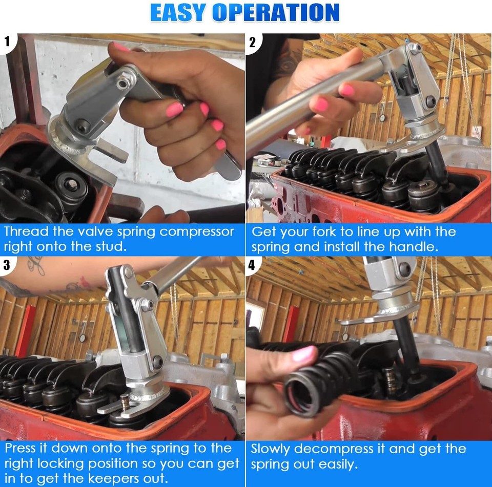 66784 Stud Mount Valve Spring Compressor Tool For all 3/8" & 7/16 ...