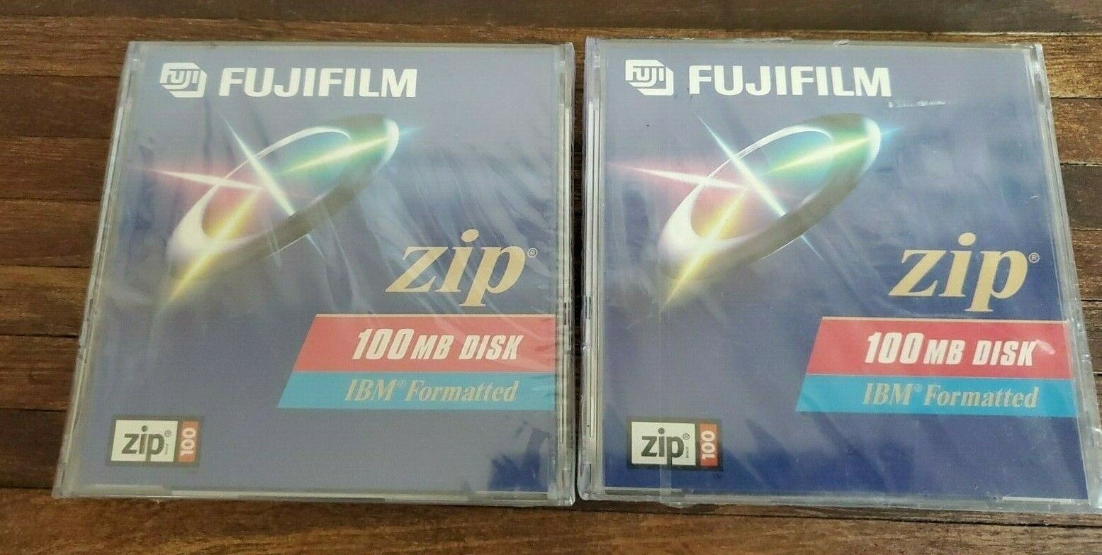 FUJIFILM ZIP 100 DISK IBM Formatted - 100MB - NEW - Sealed - Lot Of 2 ...