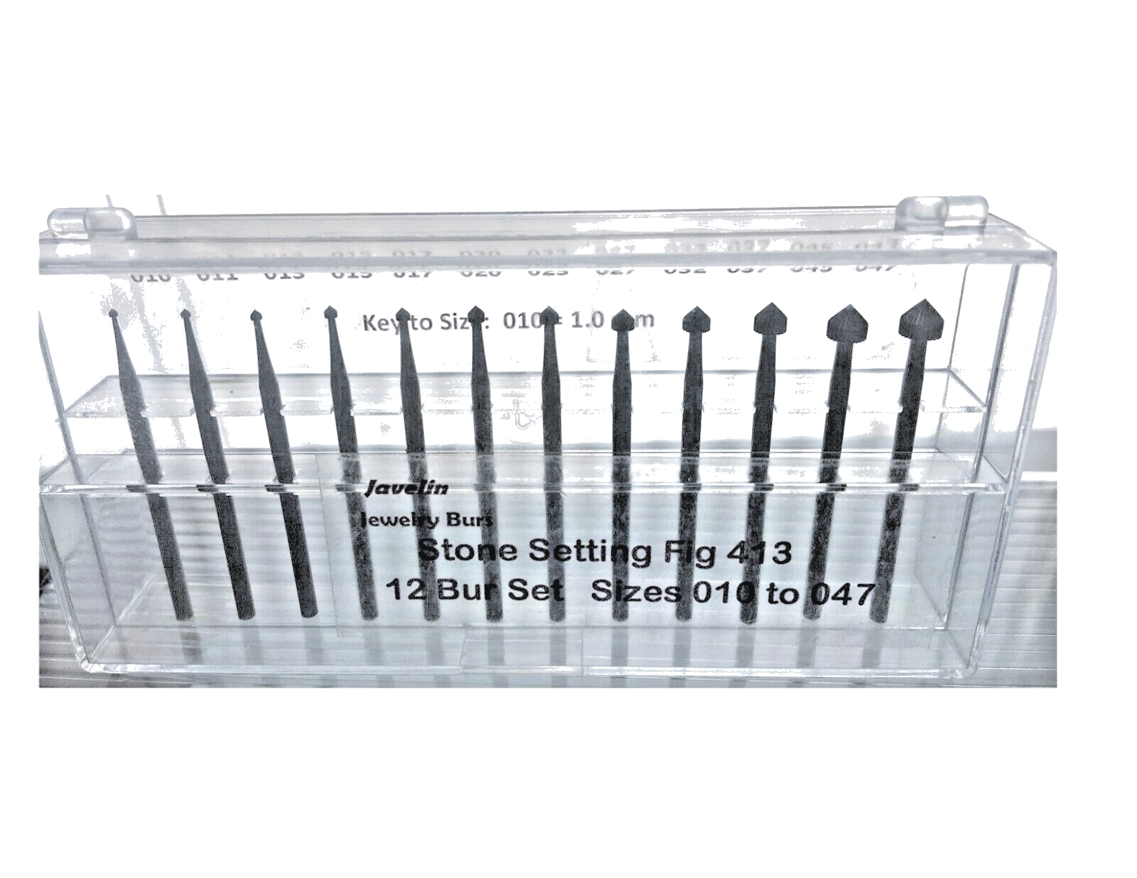 JEWELRY STONE SETTING BURS, FIG 413, 12 PC SIZES 010 TO 047 JEWELERS ...
