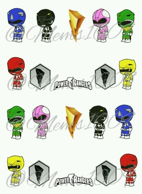 Power Rangers nail Decals Water decals Mighty Morphin Power ranger nail ...