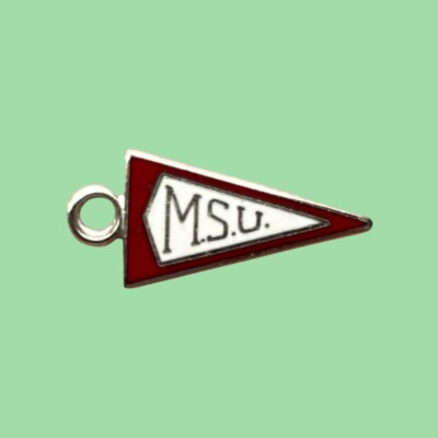 Vintage 1950's Mississippi State MSU Enamel Silver Toned Pennant Shaped ...