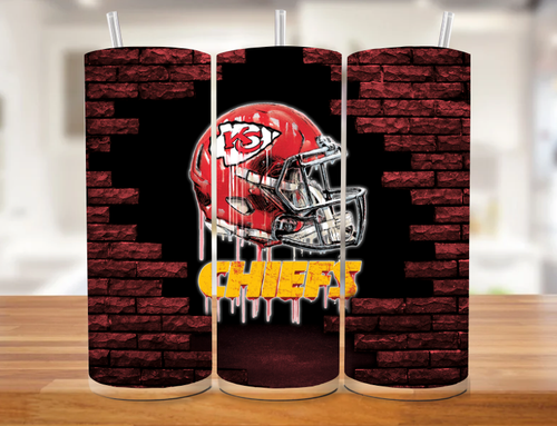 NFL Drip Helmet KC Chiefs Stainless Steel Tumbler & Metal Straw 20 Oz ...