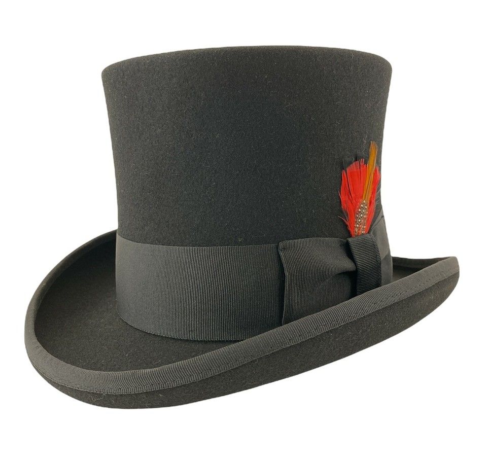 Black Tophat Wool Felt Victorian Costume Slash Mad Hatter Steampunk ...