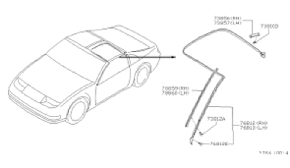 NISSAN Genuine OEM FAIRLADY Z 300ZX Z32 90-96 Drip Molding T-Top Rear ...
