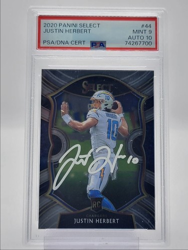 JUSTIN HERBERT 2020 SELECT CONCOURSE ROOKIE CHARGERS RC AUTO PSA 9 ...