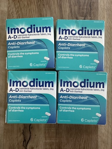 4pk Imodium A-D Anti-Diarrheal Caplets 6ct Boxes (Total 24) EXP: 03/ ...