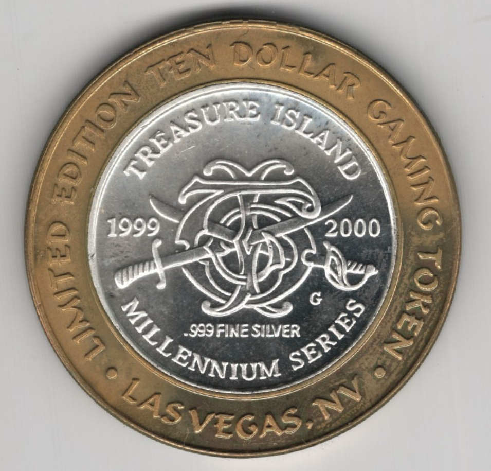 TREASURE ISLAND MIRAGE LAS VEGAS .999 FINE SILVER $10 DOLLAR GAMING ...