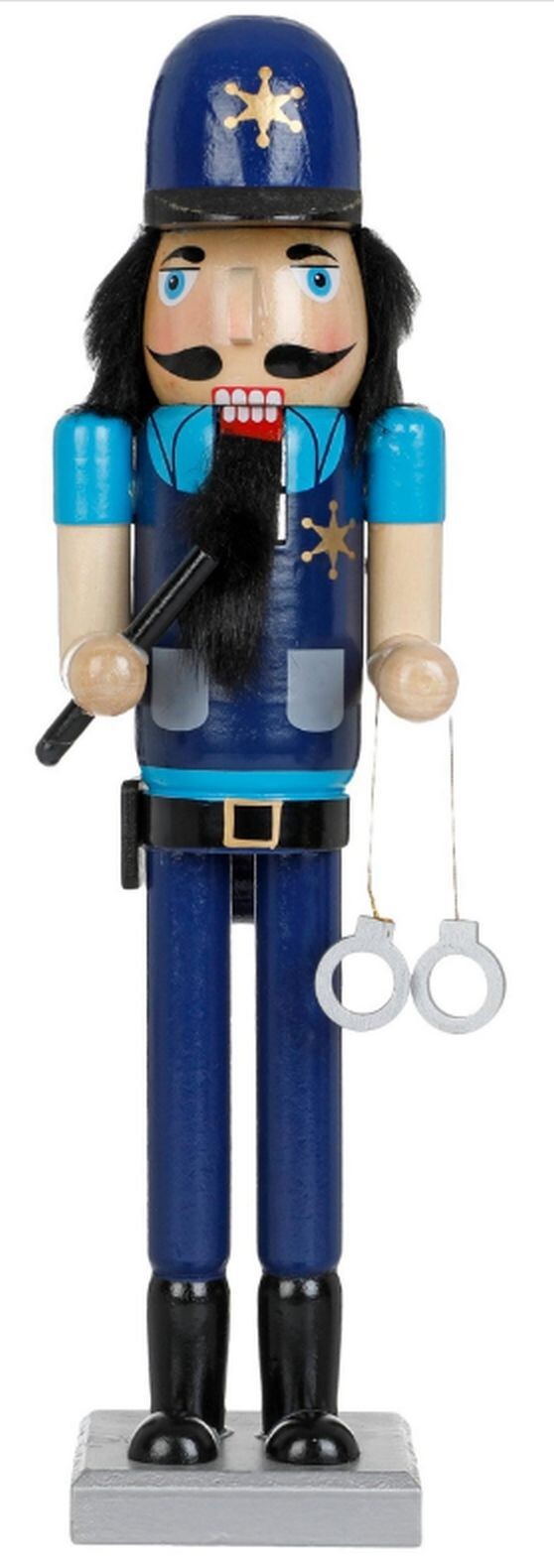 Wooden Christmas Nutcracker, 15", MALE POLICE OFFICER WITH HANDCUFFS ...