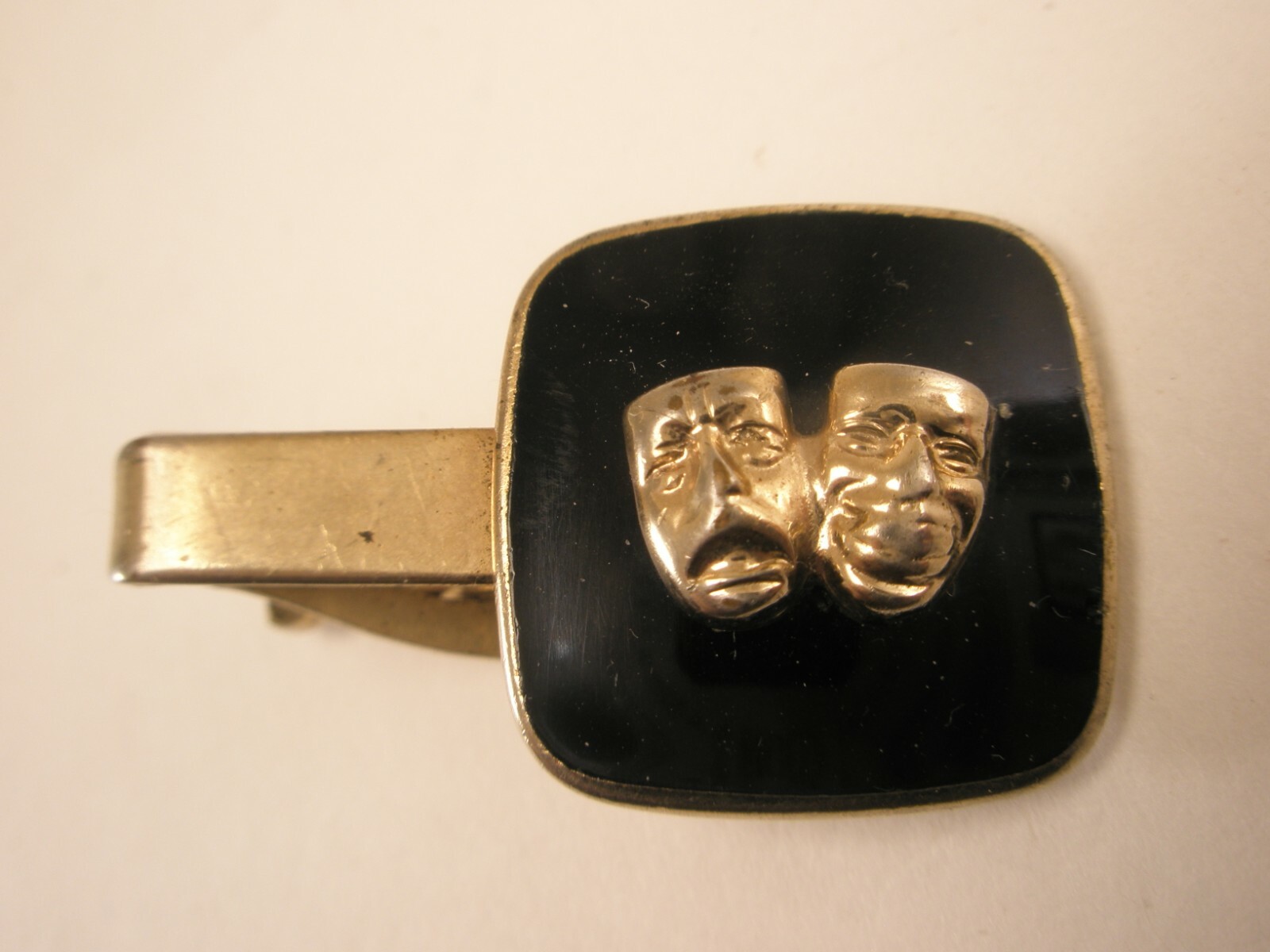 Comedy Tragedy Theater Masks Vintage Tie Bar Clip dra… - Gem