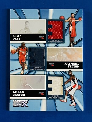 2005-06 Topps Luxury Box Felton, May & Okafor Trinity GU Jersey Card; # ...