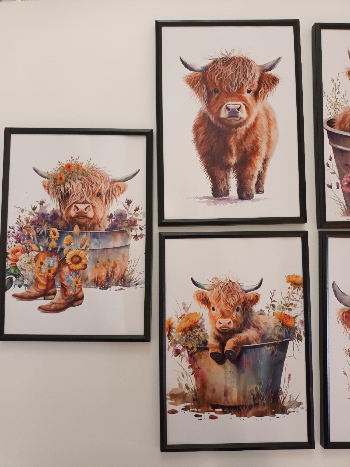 Highland Cow Nursery child room wall Prints pictures A4 high land cow ...