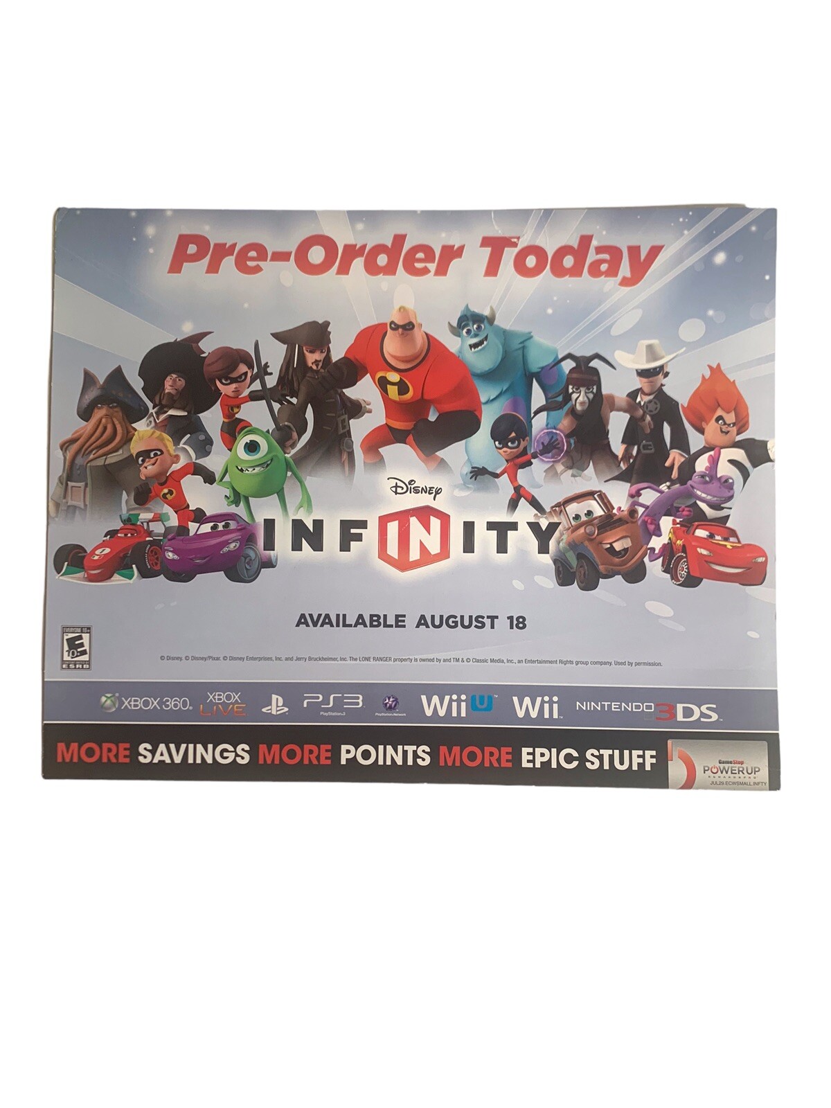 Rare Disney Infinity Gamestop Promotional Poster Pre-Order 13 1/2" X 10 ...