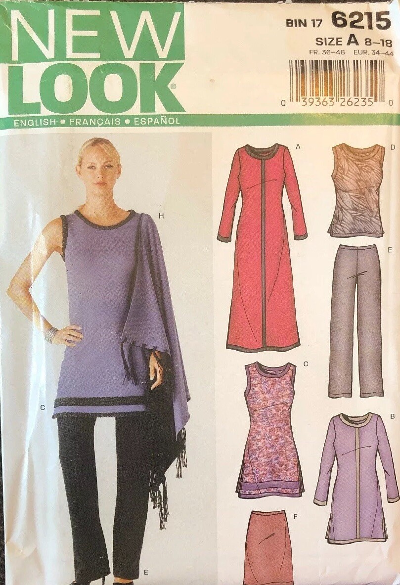 New Look 6215 Size 8-18 Women’s Wardrobe Scarf Shawl Pants Dress Skirt ...