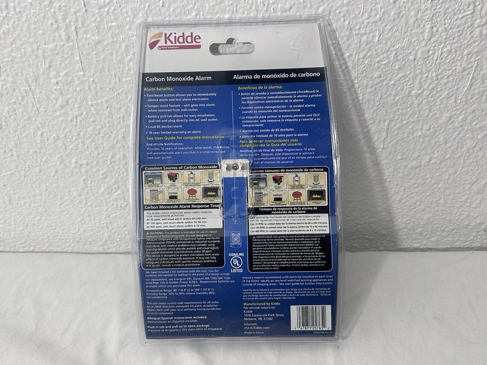 Kidde KN-COB-DP2 Plug-In Carbon Monoxide Tamper Resist CO Detector ...