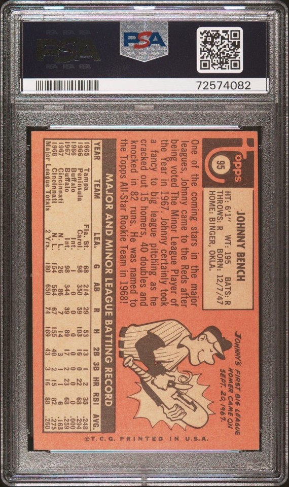 1969 Topps Johnny Bench #95 PSA 5 | eBay