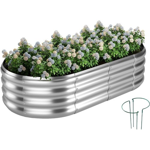 4x2x1ft Galvanized Raised Garden Bed, Outdoor Planter Box for ...