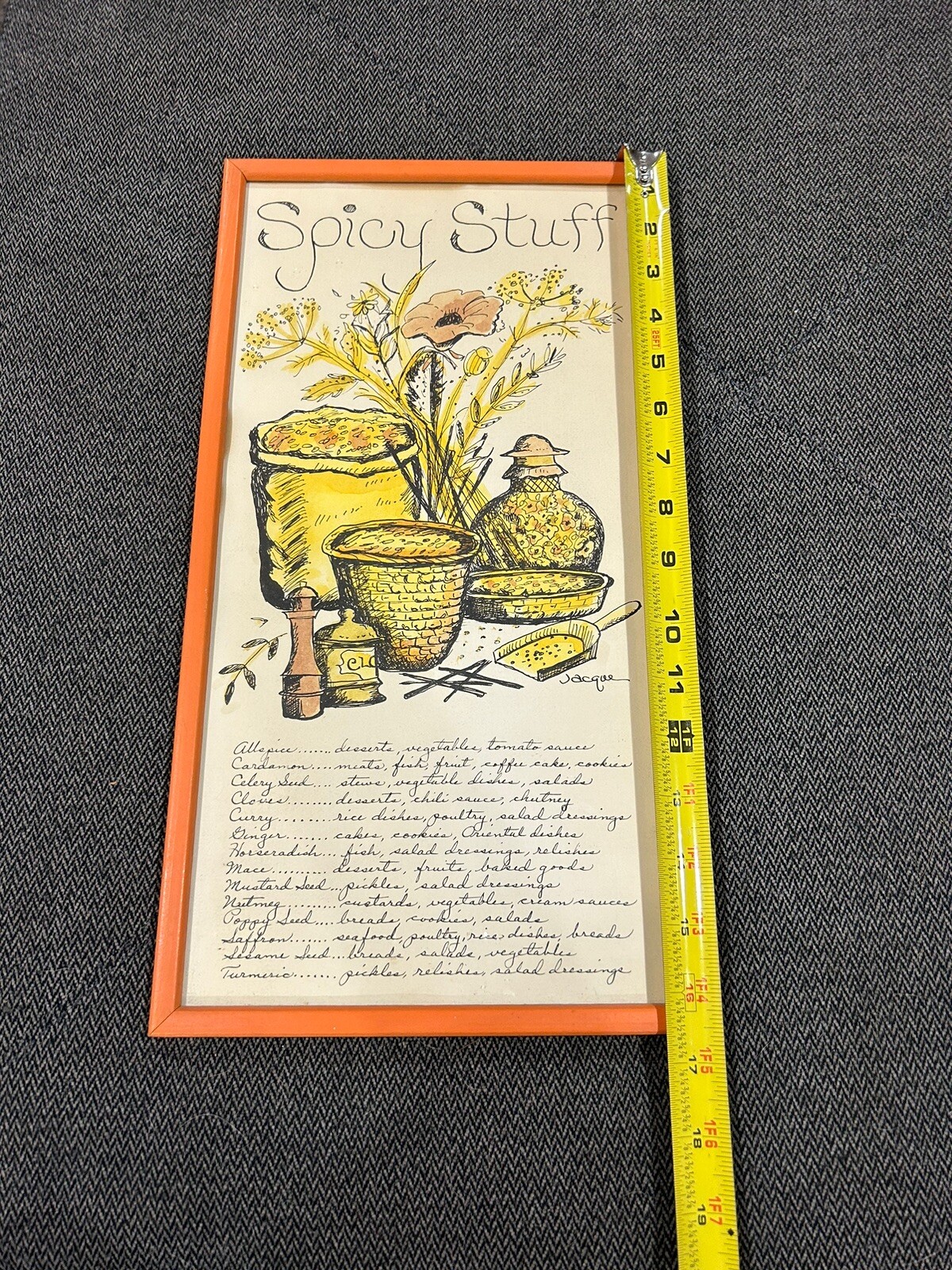 VTG 70’s Soovia Janis Spicy Stuff Recipe Wall Art Decor Signed JACQUE ...