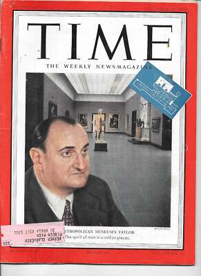 DECEMBER 29, 1952 TIME MAGAZINE - METROPOLITAN MUSEUM'S TAYLOR - NO ...