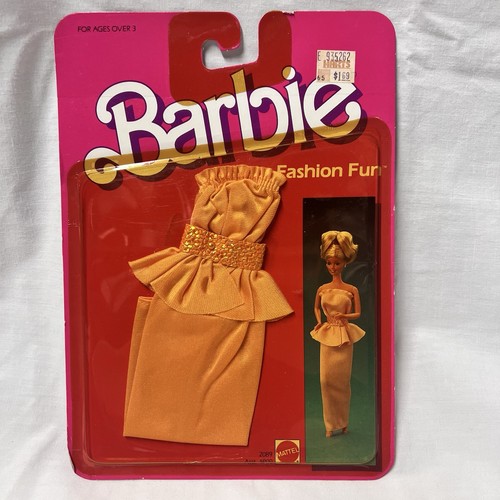 1985 Barbie Fashion Fun # 2089 Pink Strapless Dress with Ruffled Belt ...