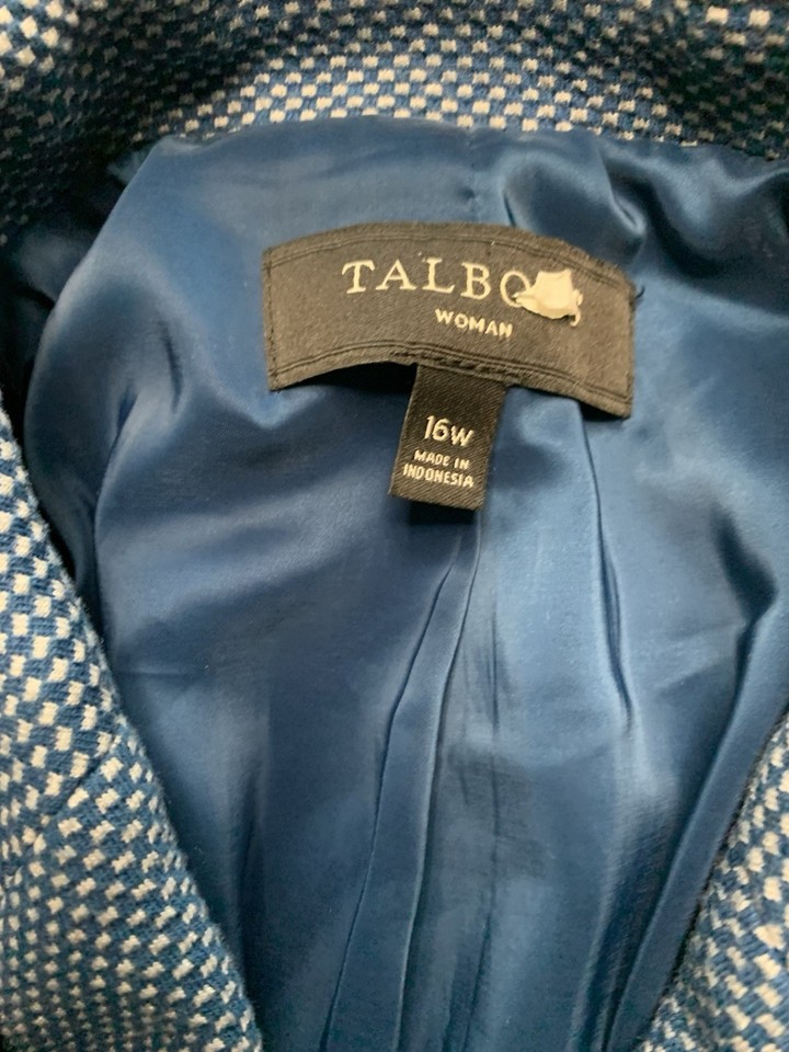 Talbots Women's Plus Size 16W Blue Textured Blazer Suit Jacket Long ...