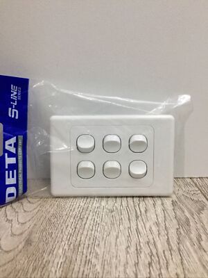 Deta Slim-line Series 6 Switch Horizontal Wall Plate, 6166B. Brand New ...