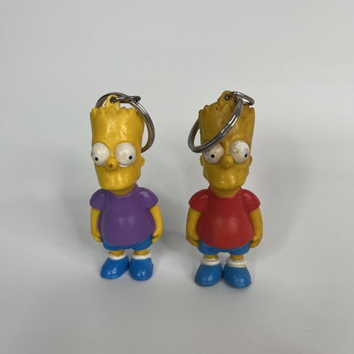 2 Vintage 1990 Bart Simpson Key Chain Keychain The Simpsons Purple Red ...