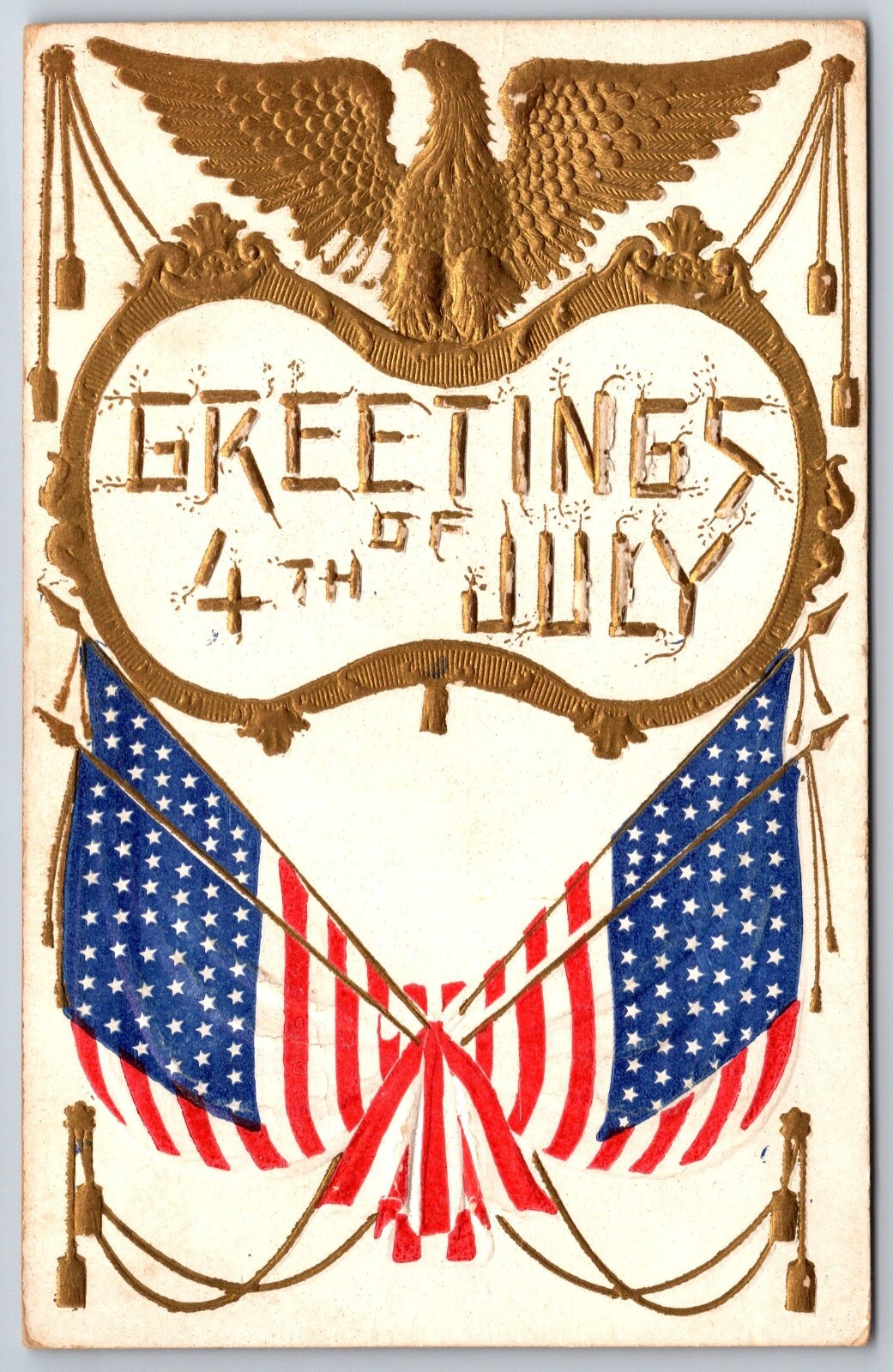 Patriotic~Gold Eagle On 4th Of July Firecrackers~American~Gold Tassels ...