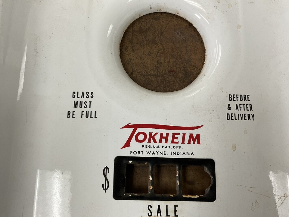 TOKHEIM PORCELAIN GAS PUMP FRONT FACE COVER PANEL SIGN GAS STATION | eBay