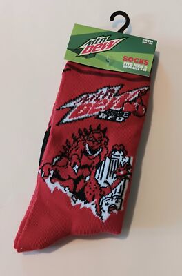 Mountain Dew Code Red Licensed Crew Socks Funny Devil MEN'S SIZE 6-12 ...