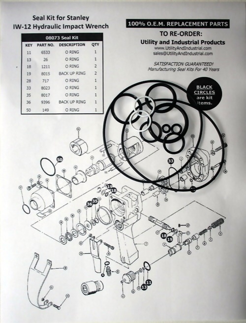 Seal Kit - Stanley IW-12 Hydraulic Impact Wrench Seal Kit No. 08073 | eBay
