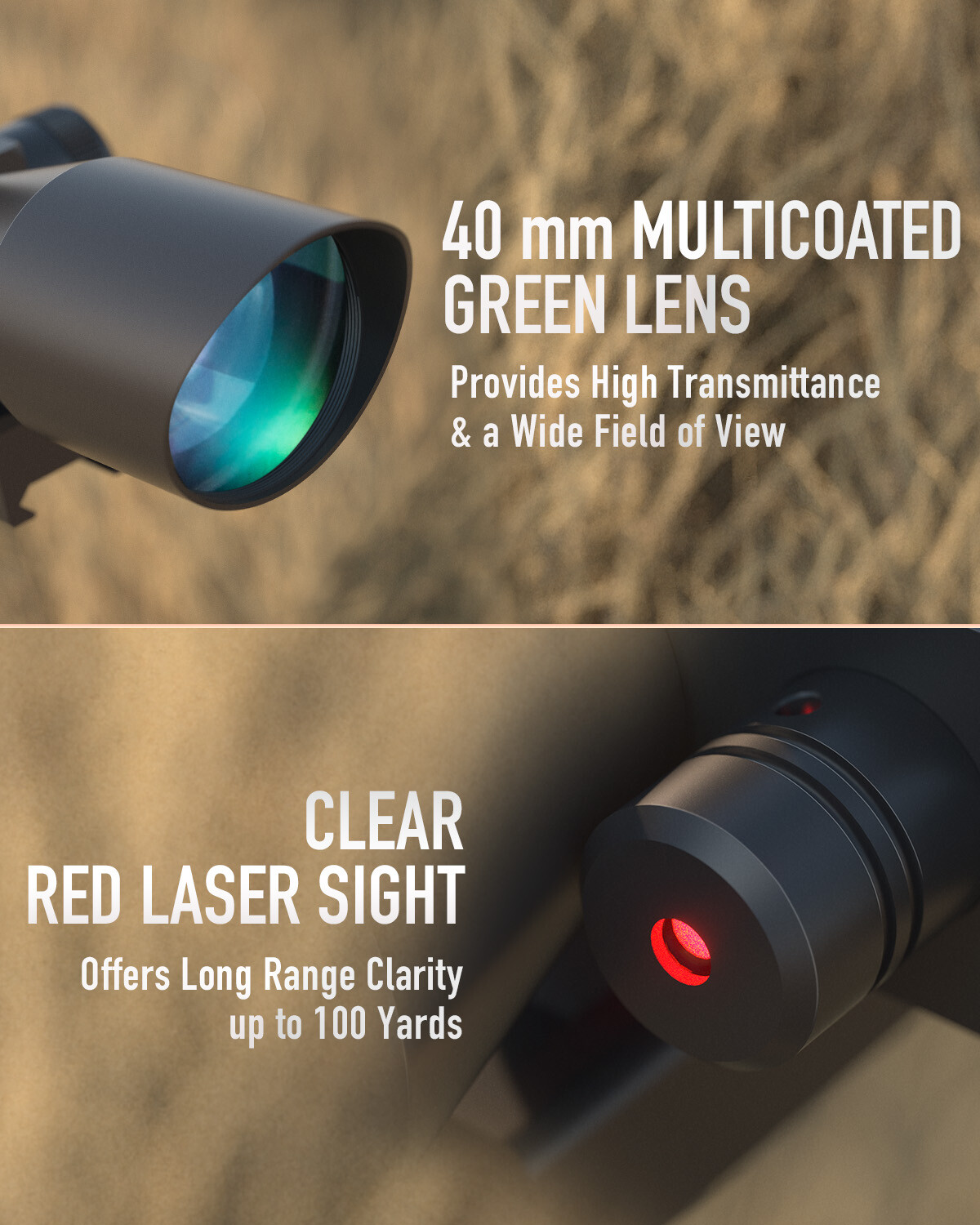 Pinty 2.5-10x40 EG Rifle Scope Mil-dot illuminated Red Dot Laser Sight ...