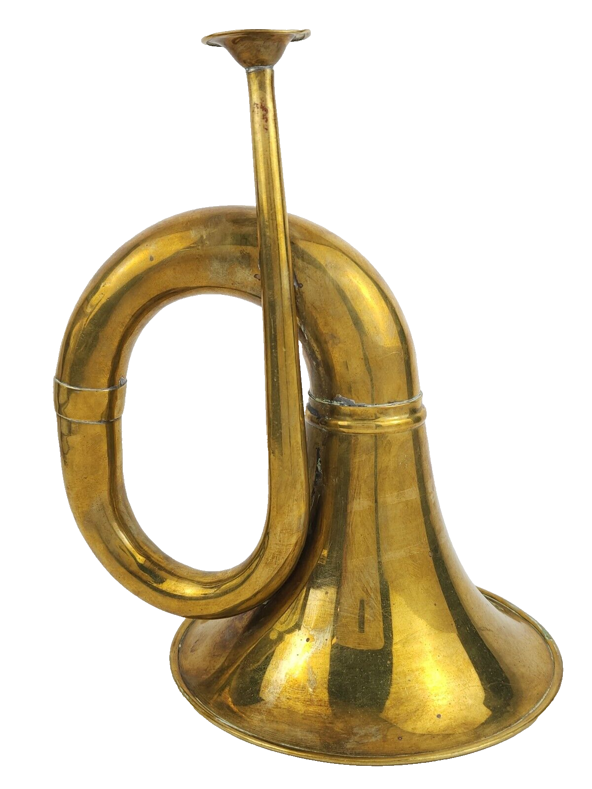 Vintage Brass Tone Metal Horn Short Bugle 6" Wide Bell Wind Musical ...