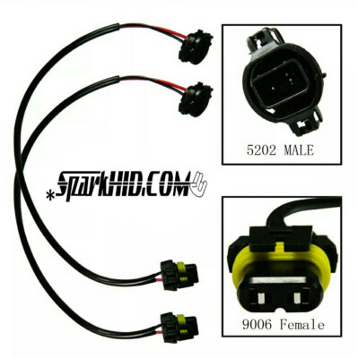 5202 H16 9009 Wire Harness to HID Ballast to Stock Socket HID Kit plug ...