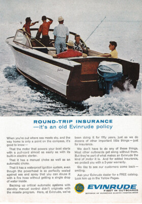 1963 Evinrude: Round Trip Insurance Vintage Print Ad | eBay
