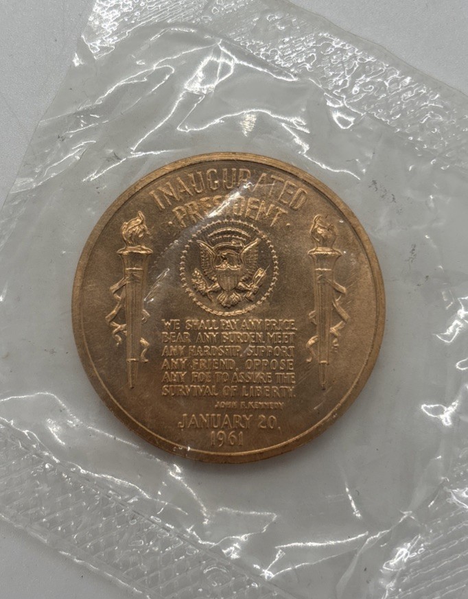 John F Kennedy 1961 Official Inaugural Bronze Medal Medallion Coin ...