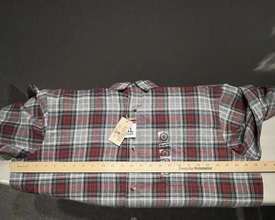 Red Head Brand Co. Men's Flannel, Gray/Red Plaid, Long Sleeve, Size XL ...
