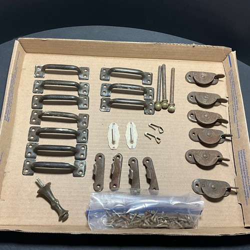28 Piece Antique Hardware Window Locks, Lifts, Screws, Door Stopper ...